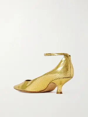Calvin Klein Anna Metallic Cracked-leather Pumps