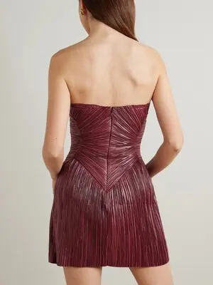 Cult Gaia Nella Strapless Plissé-satin Mini Dress - Burgundy