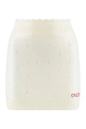 Chloé Fitted Wool And Cashmere Miniskirt - White