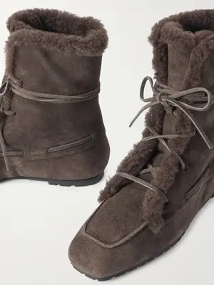 AeydĒ Paul Shearling Ankle Boots - Brown