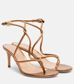 GIANVITO ROSSI Jungle Mamba 70 Leather Sandals - Gold