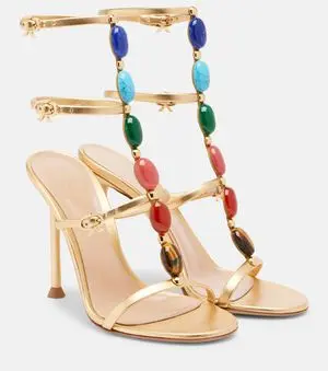 GIANVITO ROSSI Embellished Leather Sandals - Multicoloured