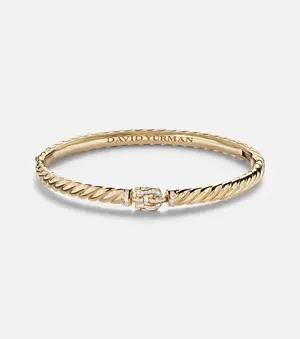 David Yurman Sculpted Cable Buckle Bracelet With Diamonds - Gold