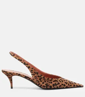 Amina Muaddi Anok 55 Leopard-print Slingback Pumps - Multicoloured