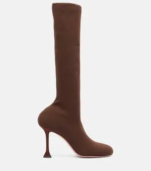 Amina Muaddi Veneda 95 Sock Boots - Brown