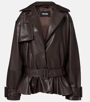 ROTATE BY BIRGER CHRISTENSEN Belted Leather Biker Jacket