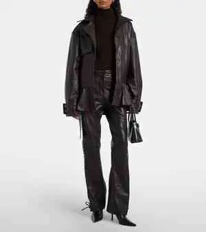 ROTATE BY BIRGER CHRISTENSEN Belted Leather Biker Jacket