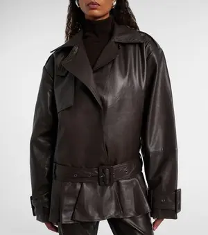 ROTATE BY BIRGER CHRISTENSEN Belted Leather Biker Jacket