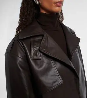 ROTATE BY BIRGER CHRISTENSEN Belted Leather Biker Jacket