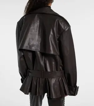 ROTATE BY BIRGER CHRISTENSEN Belted Leather Biker Jacket