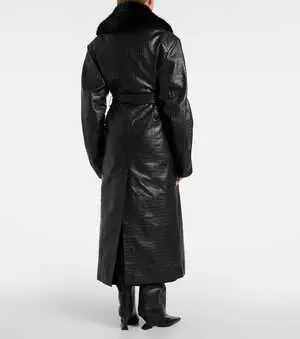Remain Birger Christensen Croc-effect Leather Coat