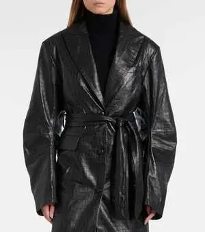 Remain Birger Christensen Croc-effect Leather Coat