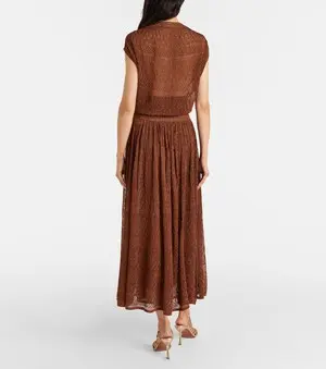 Zimmermann Awaken Lamé Lace Midi Skirt - Brown