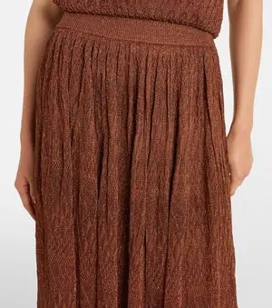 Zimmermann Awaken Lamé Lace Midi Skirt - Brown