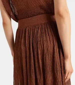 Zimmermann Awaken Lamé Lace Midi Skirt - Brown