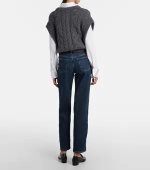7 For All Mankind Stovepipe Straight Mid-rise Straight Jeans - Blue