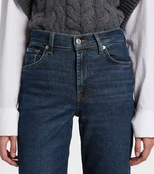 7 For All Mankind Stovepipe Straight Mid-rise Straight Jeans - Blue