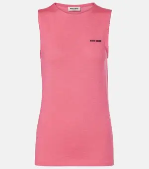 Miu Miu Logo Cashmere And Silk Top