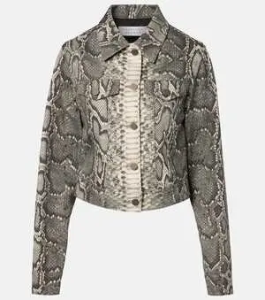 Gabriela Hearst Bronte Snake-print Cropped Denim Jacket - Grey