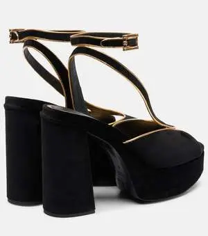 Etro Asymmetrical Velvet Platform Sandals - Black