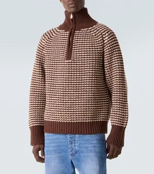 Studio Nicholson Virgin Wool Quarter Zip Sweater - Brown