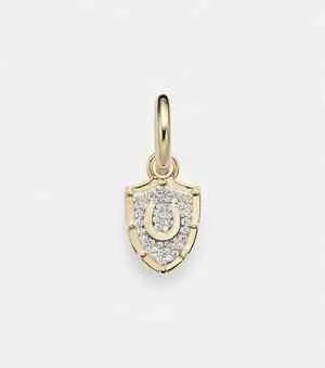FOUNDRAE Protection Petite Chubby Hoop Earring With Diamonds - Gold