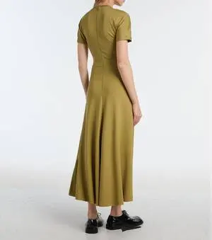 Victoria Beckham Gathered Jersey T-shirt Dress - Green