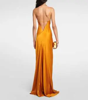 Victoria Beckham Cami Satin Gown - Orange