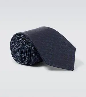 Gucci Gg Silk Jacquard Neck Tie - Blue