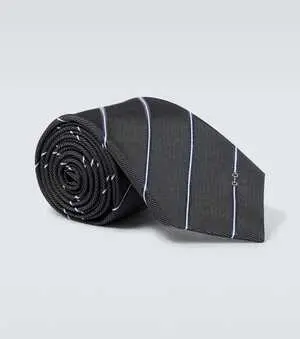 Gucci Horsebit Striped Silk Jacquard Tie - Grey