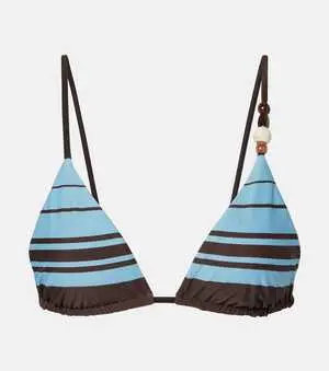 Sir The Label Rioja Beaded Striped Bikini Top - Blue