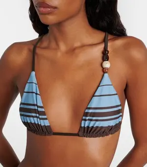 SIR. Rioja Beaded Striped Bikini Top - Blue