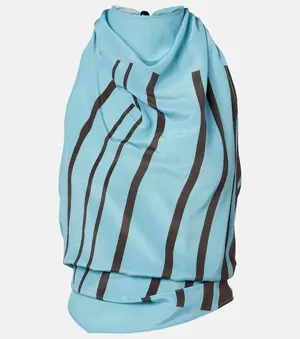 SIR. Rioja Striped Silk Crêpe Top - Blue