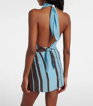 SIR. Rioja Striped Silk Crêpe Top - Blue
