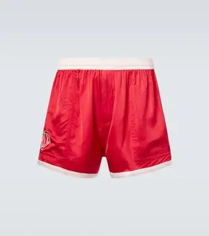 BODE Heart Deco Embroidered Satin Shorts