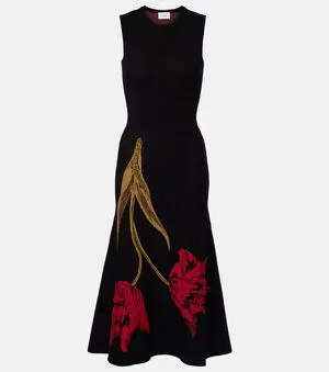Erdem Floral Jacquard Midi Dress - Black