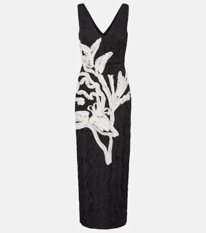 Erdem Floral Jacquard Midi Dress - Black