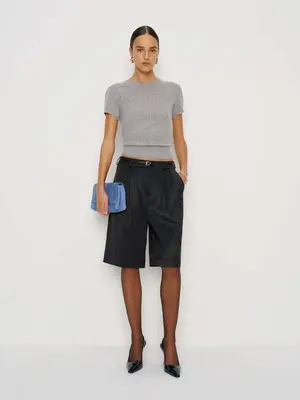 REFORMATION Drew Satin Short - Black