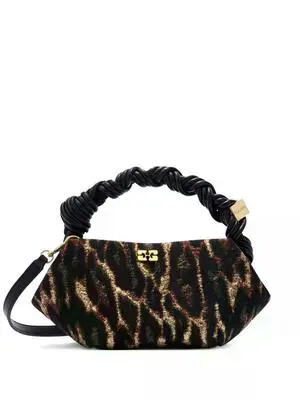 GANNI Animal-print Top Handle Bag - Black