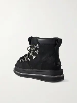 UGG Sacai Leather-trimmed Shearling Ankle Boots - Black
