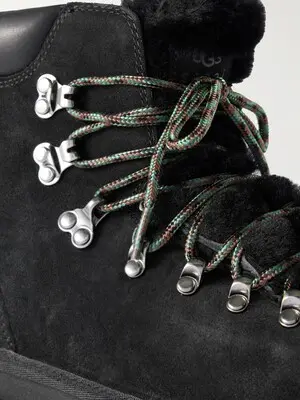 UGG Sacai Leather-trimmed Shearling Ankle Boots - Black