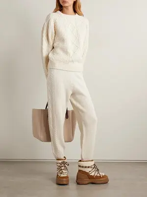 Perfect Moment Crystal Cable-knit Merino Wool Sweater - Neutrals