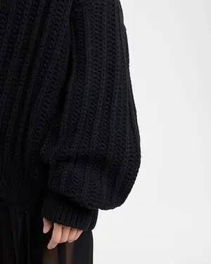 Dolce & Gabbana Ribbed Virgin Wool Cardigan - Black