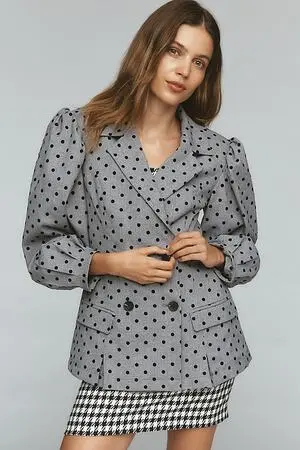 Avec Les Filles Puff-sleeve Polka Dot Blazer Jacket