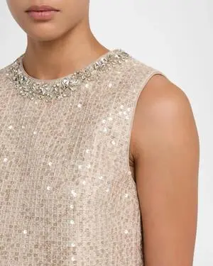 SACHIN BABI Sequin Mini Dress With Crystal Embellishments - Dune