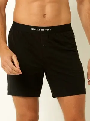 SINGLE STITCH Cotton Modal Boxer 3-pack - Black Gray Navy