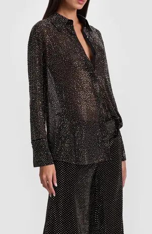 Alice + Olivia Crystal Detail Button-up Shirt