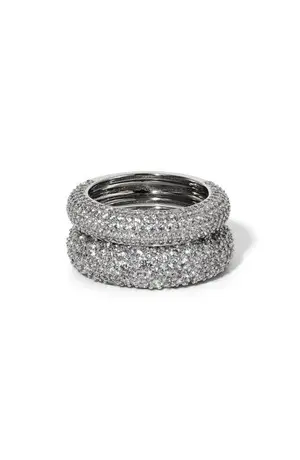 Nadri Set Of 2 Stacked Rings - Rhodium