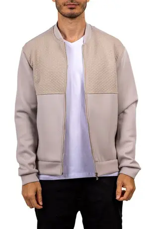 MACEOO Ascension 047 Mixed Media Bomber Jacket - Beige