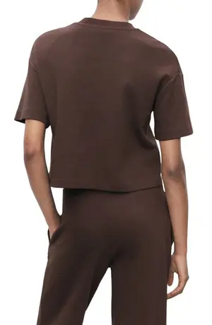 Mango Boxy Cotton-blend T-shirt - Brown